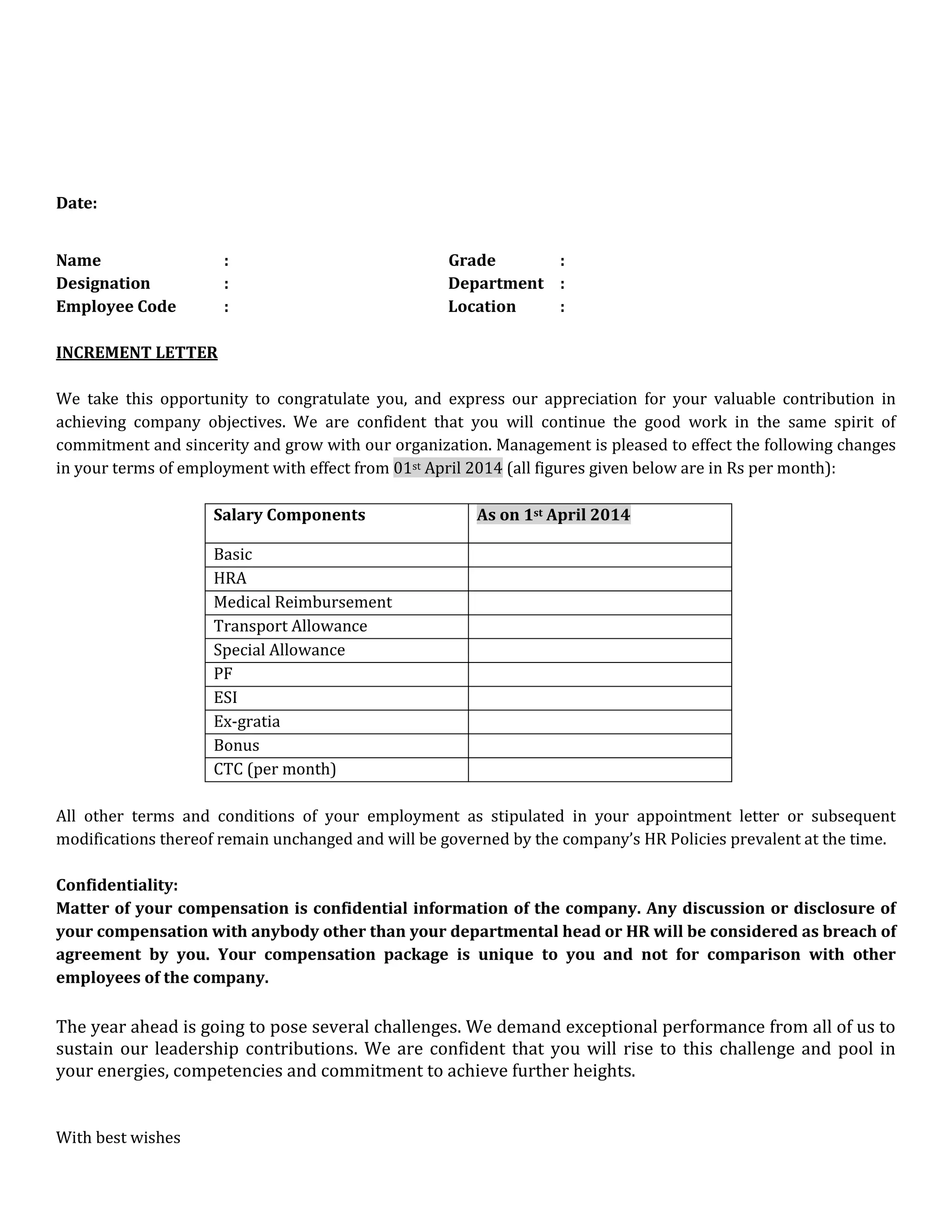 Increment letter format | DOCX
