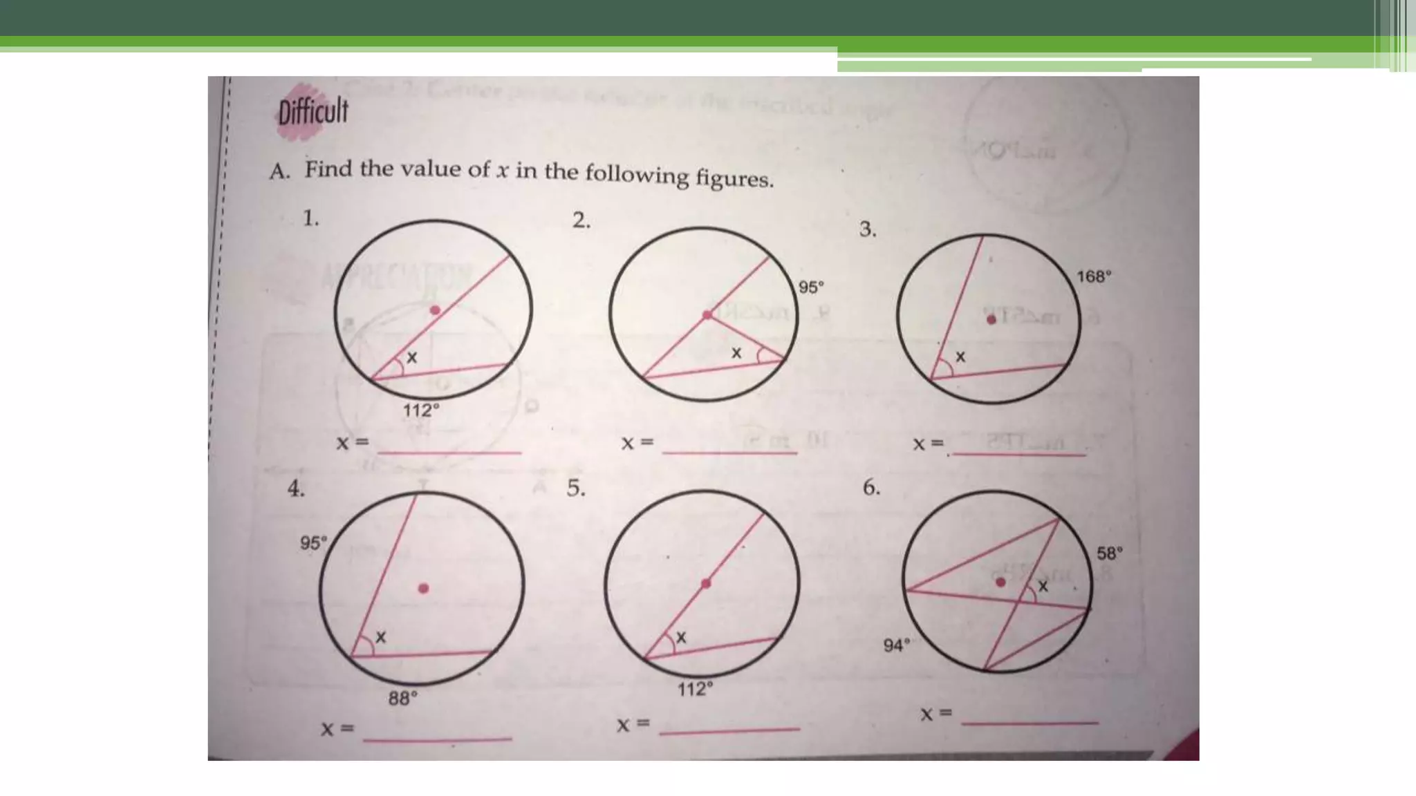 Incribed angles of a circle | PPTX | Physics | Science