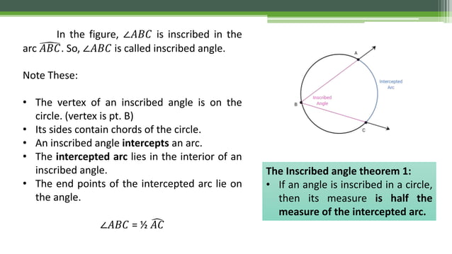 Incribed angles of a circle | PPTX | Physics | Science