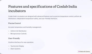 Best Incubator Manufacturers in India | Coslab | PPT