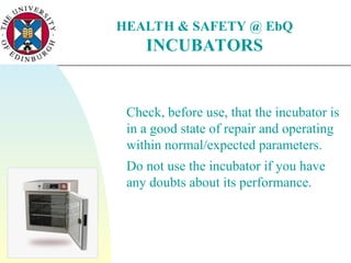 incubators.ppt 9health and safety for laboratory | PPT