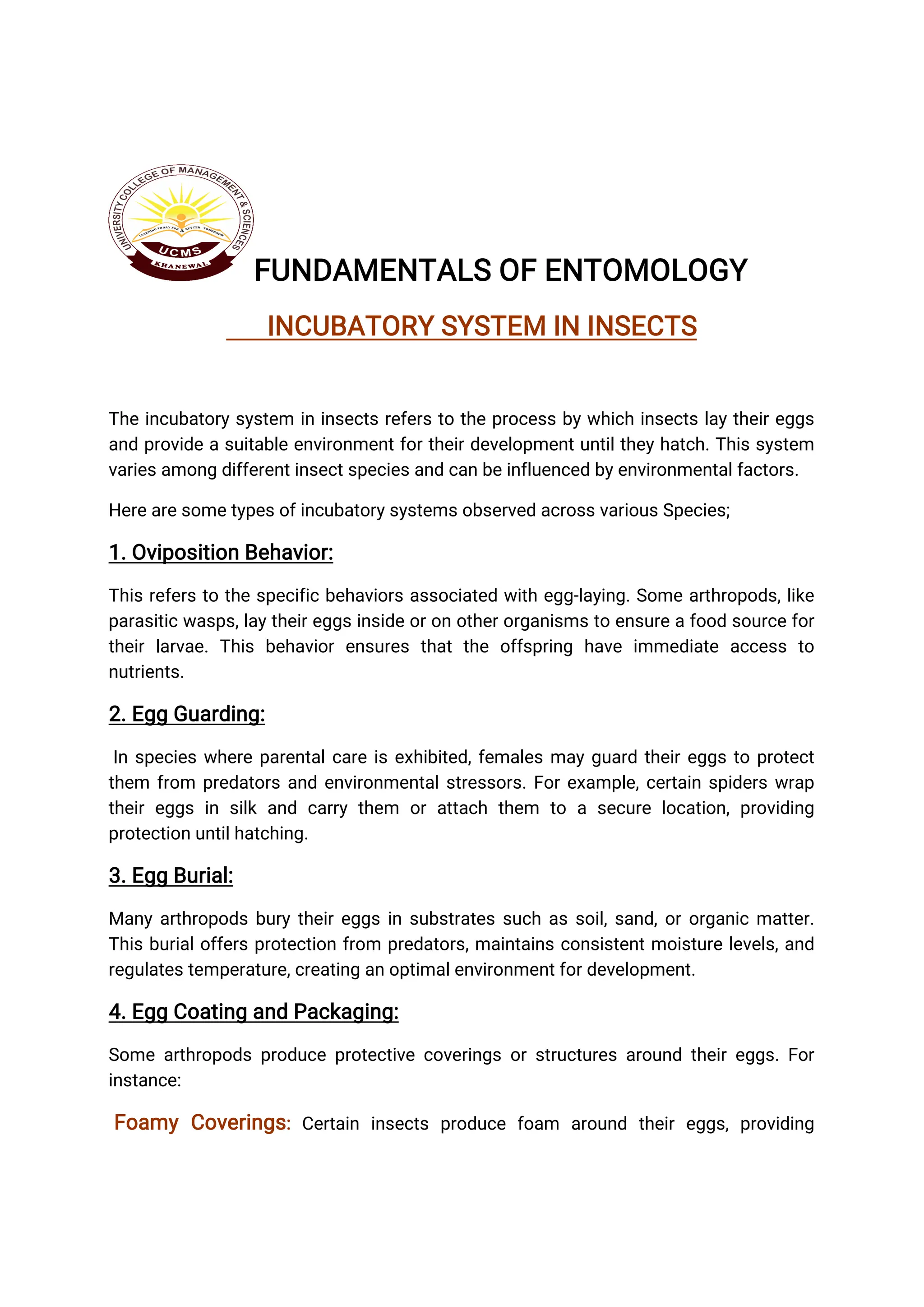 Insects INCUBATORY SYSTEM/Insects Life cyclepdf | PDF