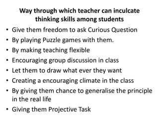Inculcating thinking skills among students | PPTX