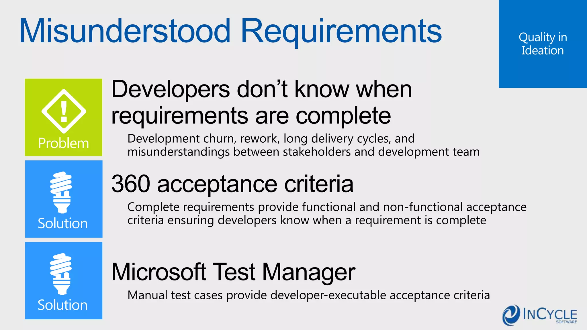 InCycle Software presents: Quality enablement using agile practices ...