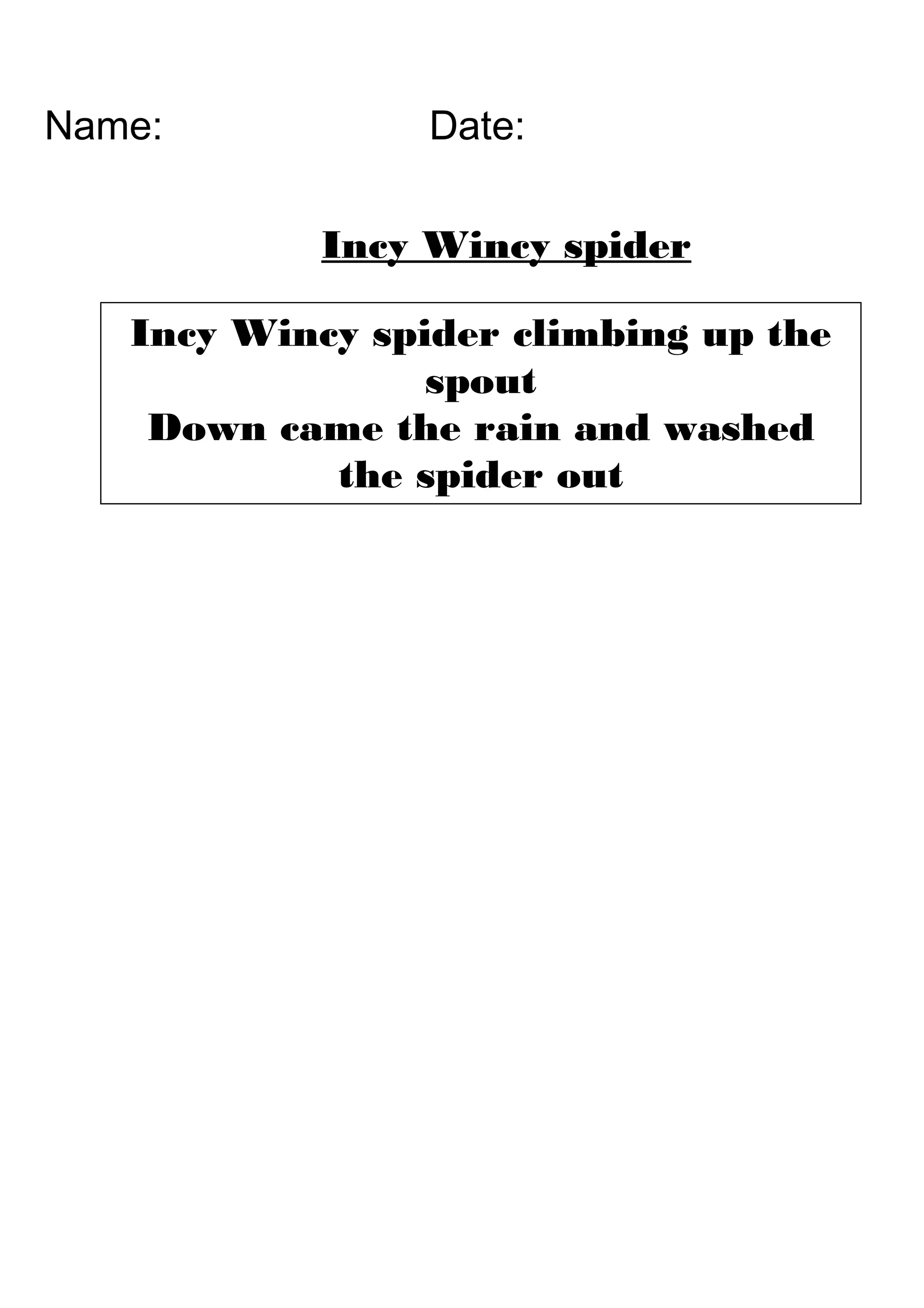 Incy wincy spider | DOC
