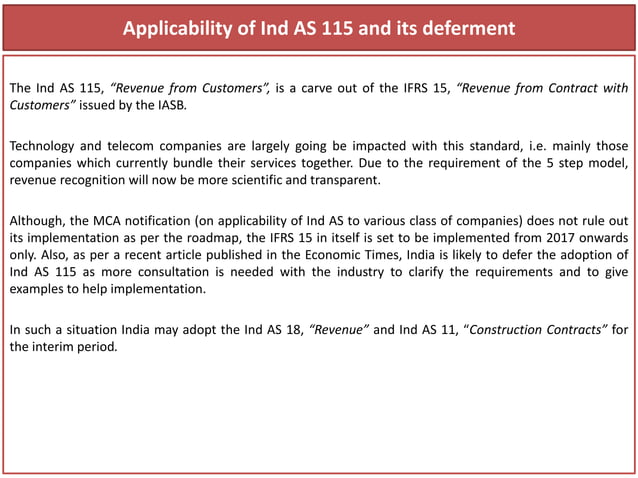 Ind AS 115 Revenue from Contracts with Customers | PPTX | Business ...