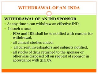 INVESTIGATIONAL NEW DRUG APPLICATION(IND) | PDF | Pharmaceutical ...