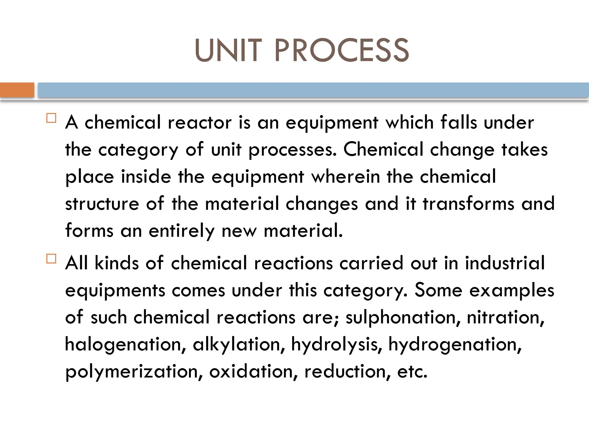 industrial Chemistry introduction to elementary unit operations | PPT