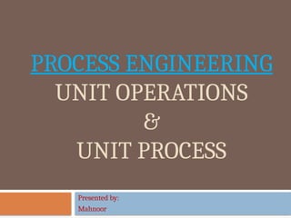 industrial Chemistry introduction to elementary unit operations | PPT