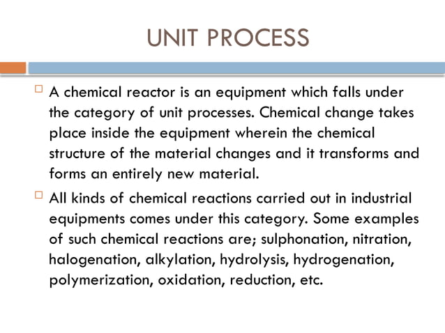 industrial Chemistry introduction to elementary unit operations | PPT