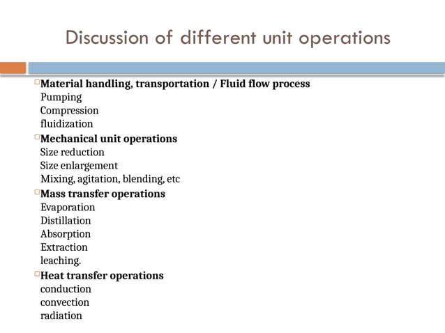 industrial Chemistry introduction to elementary unit operations | PPT