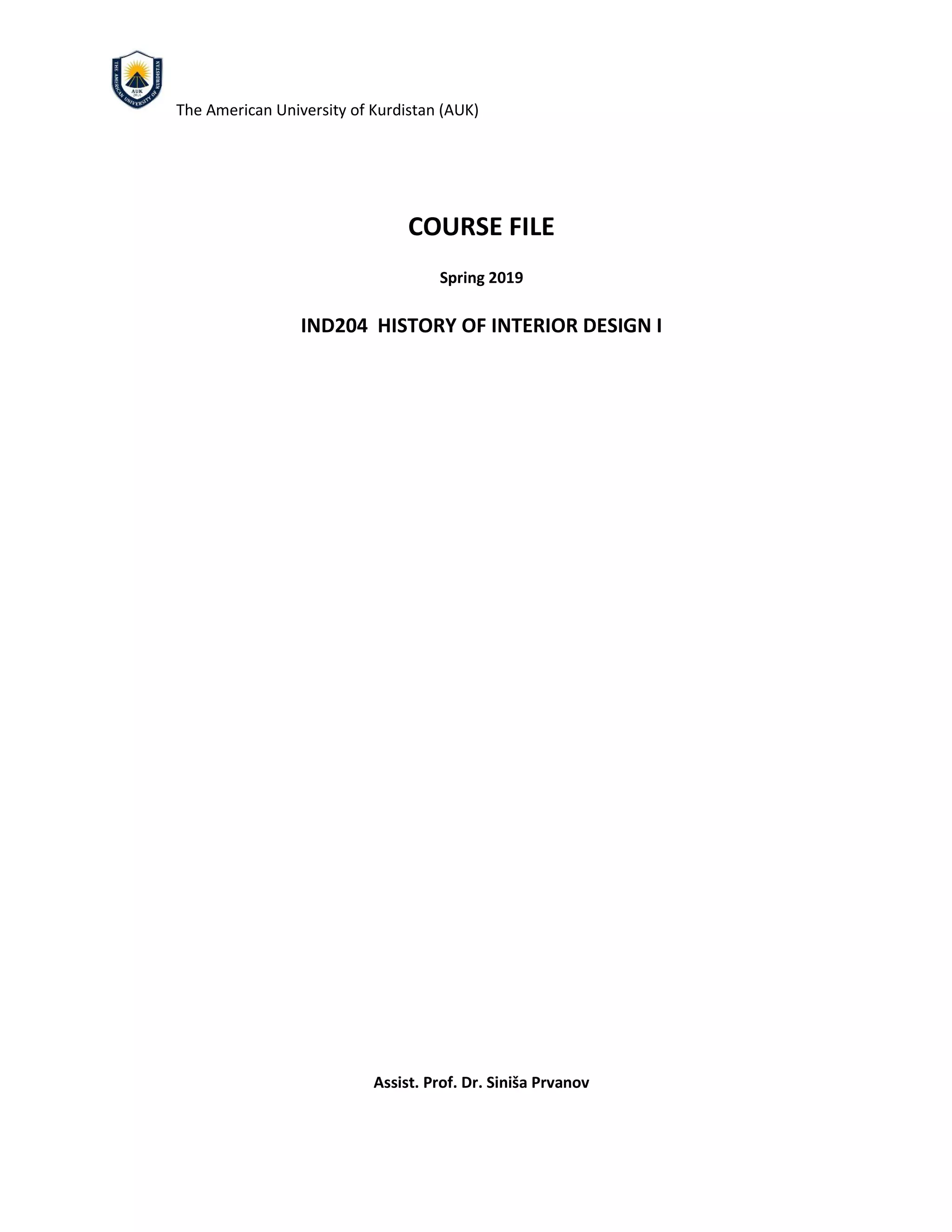 IND204 History of Interior Design 1, Course File | PDF