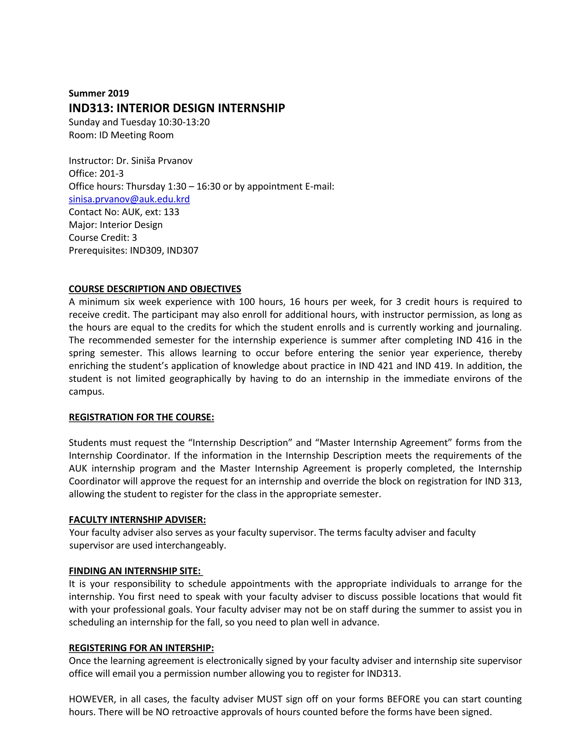 IND313 Interior Design Internship, Course File | PDF