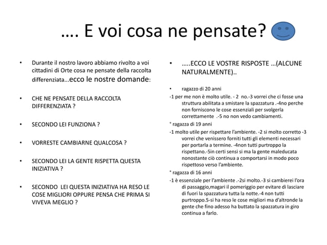 Indagine raccolta differenziata orte scalo | PPTX | Television ...