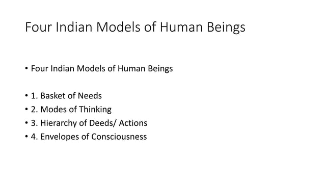 Models of Human Beings: Indian Perspectives and Implications for Indian ...