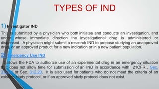 INDA (INVESTIGATIONAL NEW DRUG APPLICATIONS) | PPTX