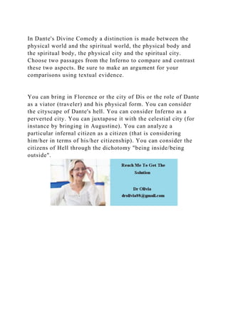 In Dantes Divine Comedy a distinction is made between the physical .docx