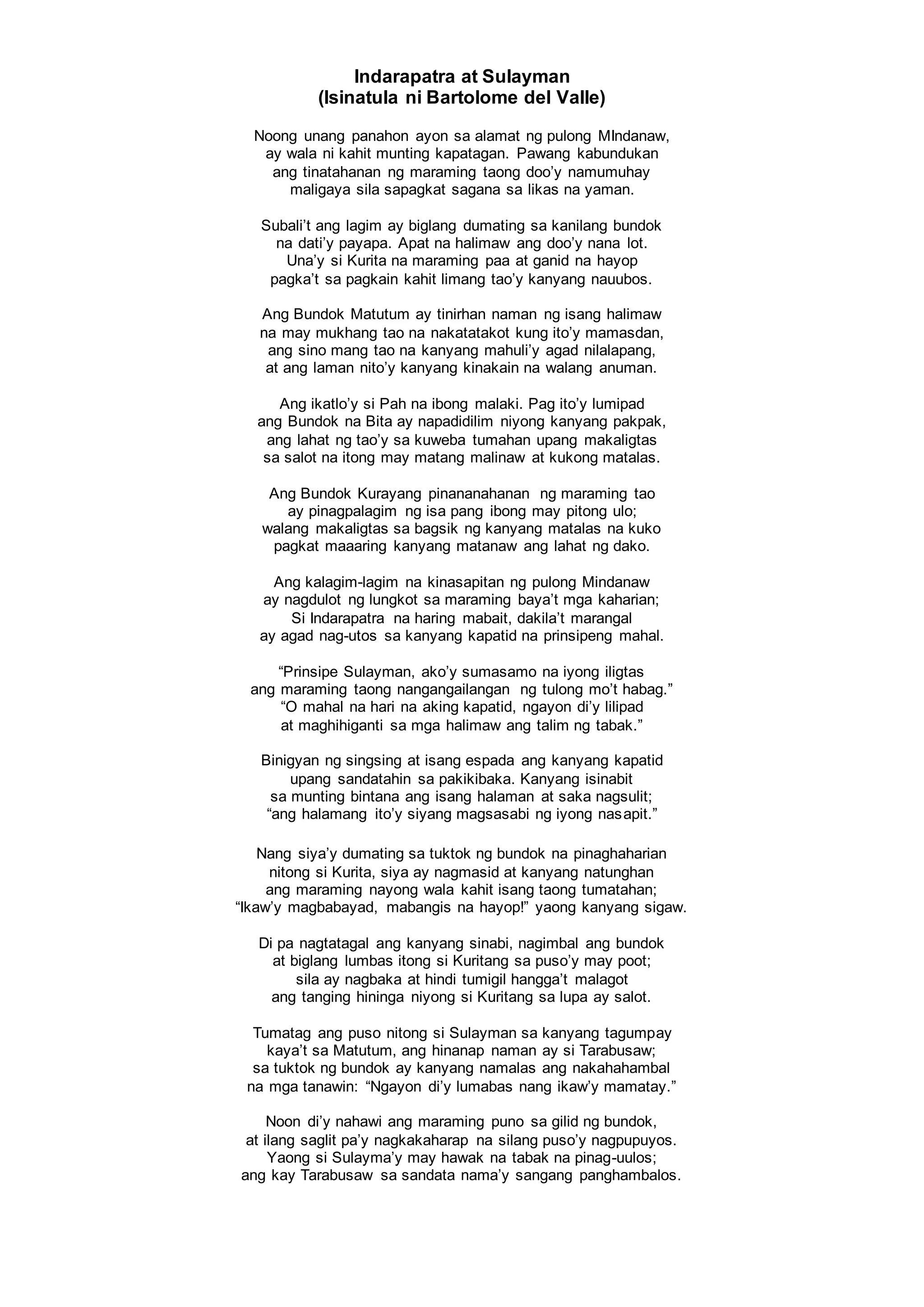 Indarapatra at sulayman | DOCX