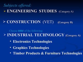 Subject Selection - Industrial Arts | PPT