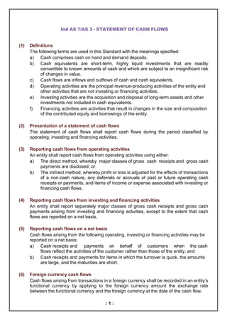 Indian Accounting Standards 7 Cash Flow Statement | PDF