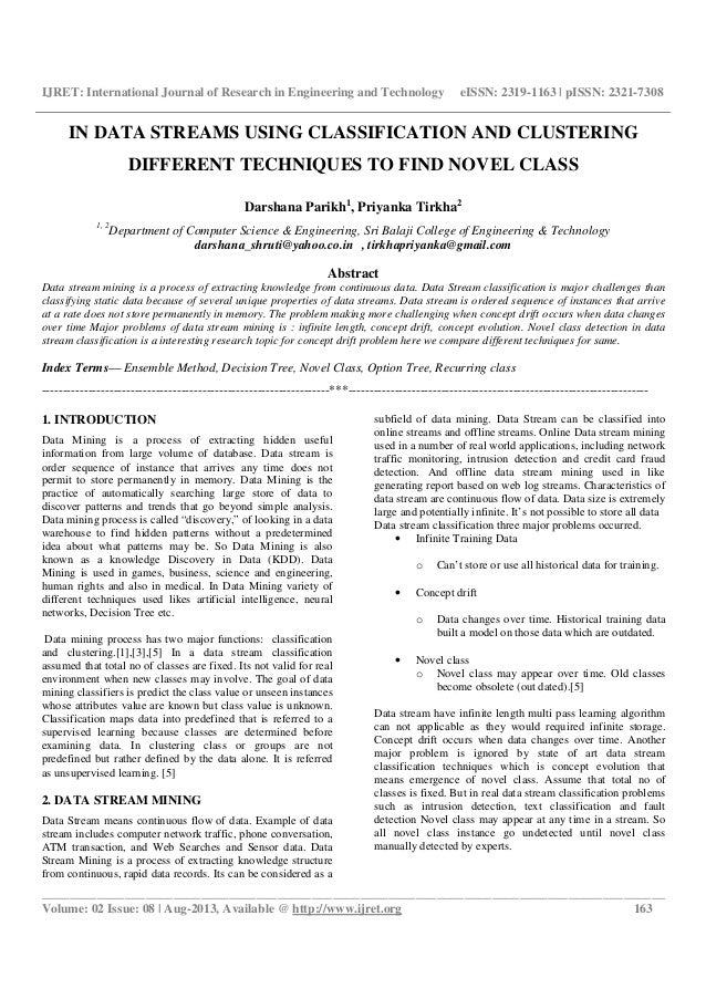 In Data Streams Using Classification And Clustering