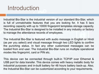 Industrial Bio star | Attendance device | PDF