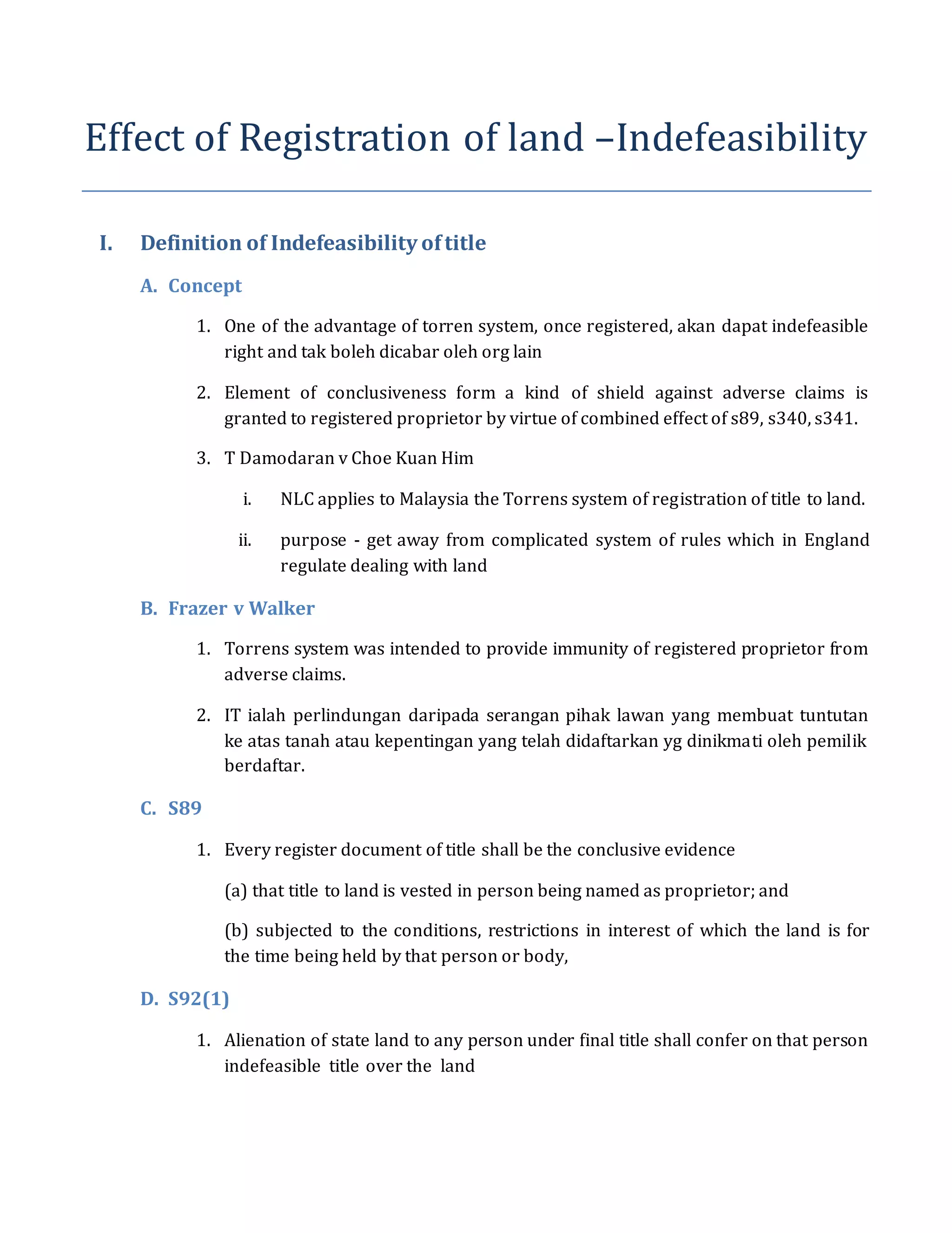 Indefeasible right and its exception | DOCX