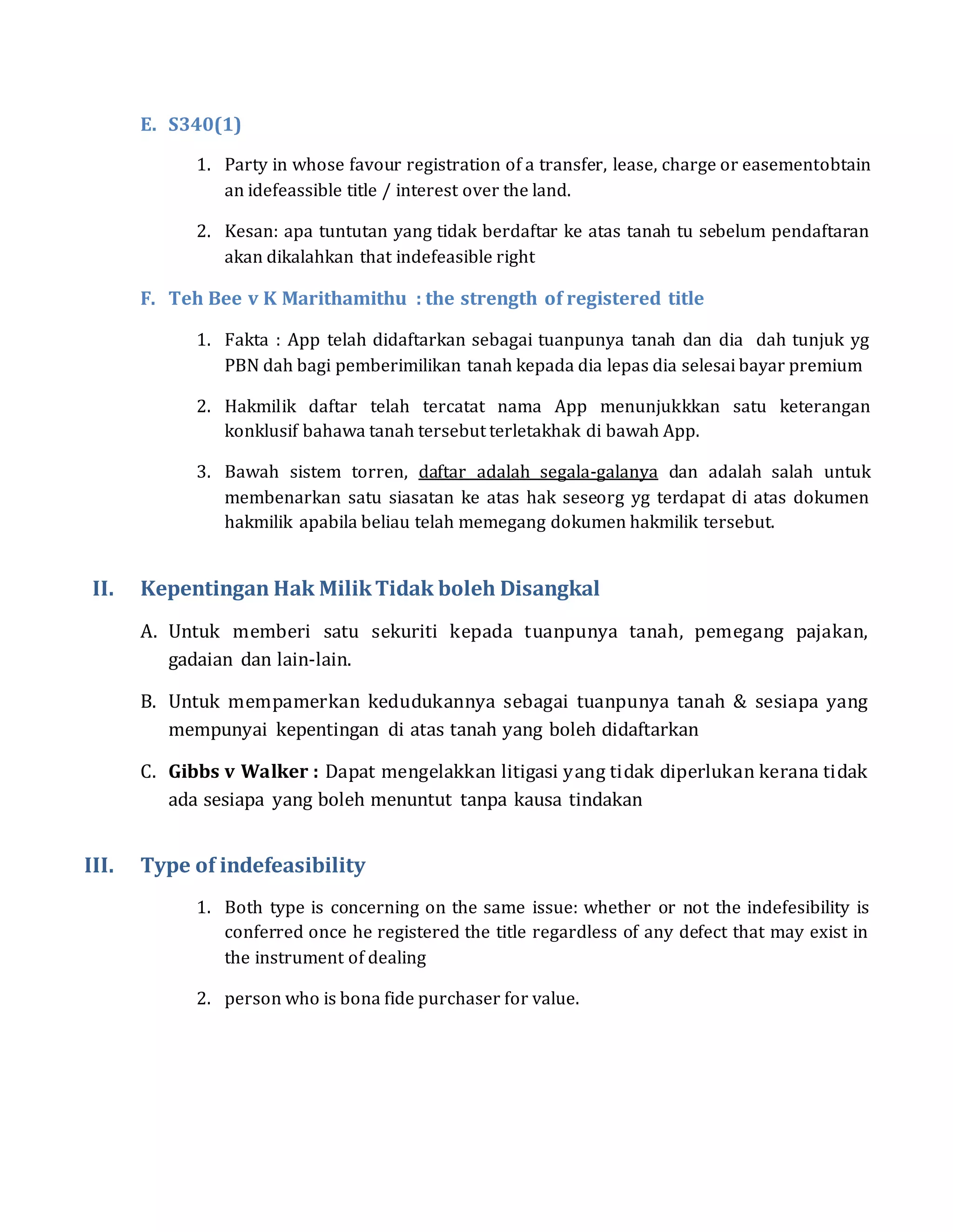 Indefeasible right and its exception | PDF