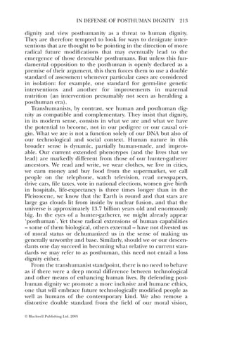 In defense of posthuman dignity. Nick Bostrom (2005). | PDF