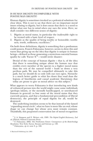 In defense of posthuman dignity. Nick Bostrom (2005). | PDF