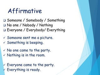 indefinite-pronouns for Elnglis learners. | PPTX