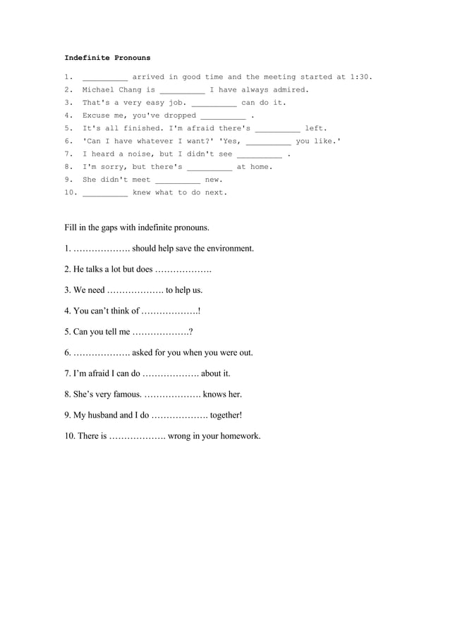 Indefinite Pronouns | DOC