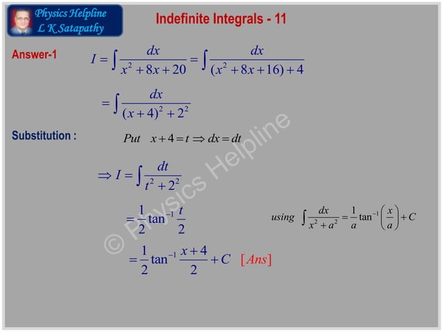 Indefinite Integrals 11 | PPTX