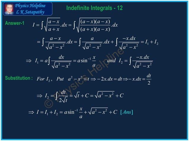 Indefinite Integrals 12 | PPT