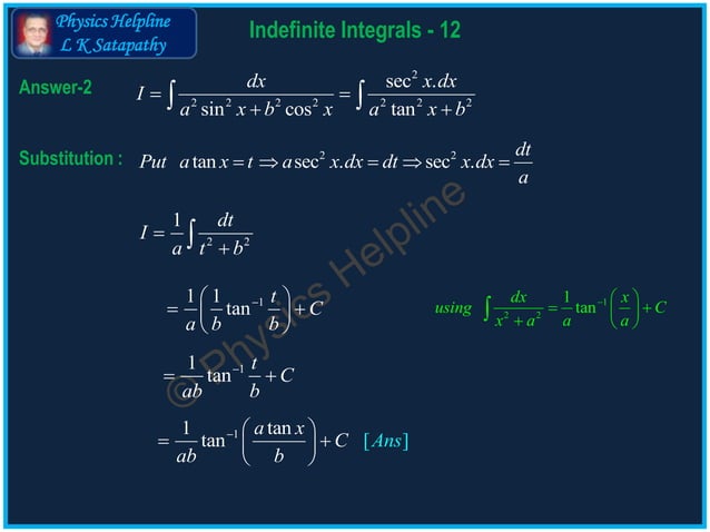 Indefinite Integrals 12 | PPT