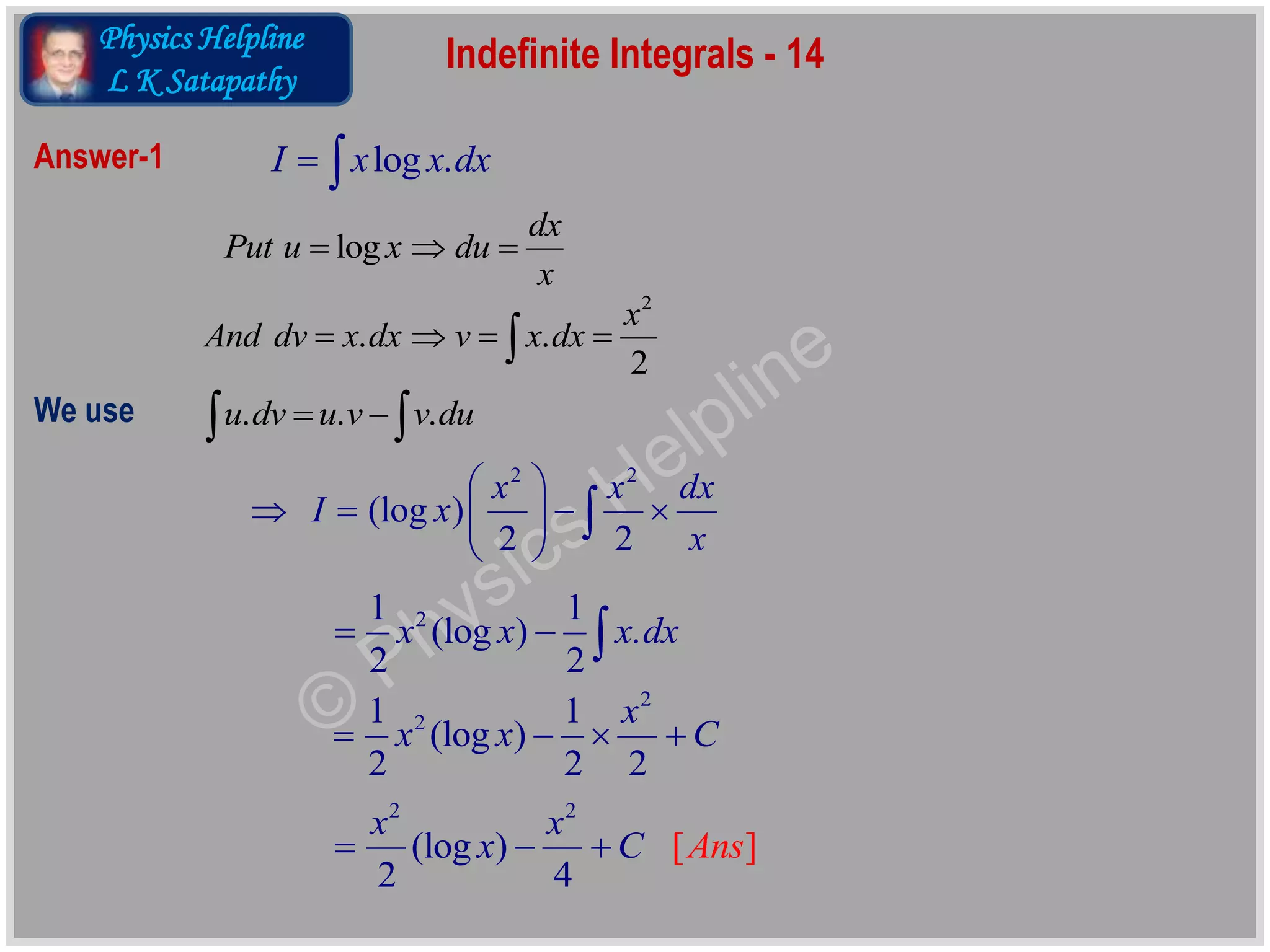Indefinite Integrals 14 | PPT