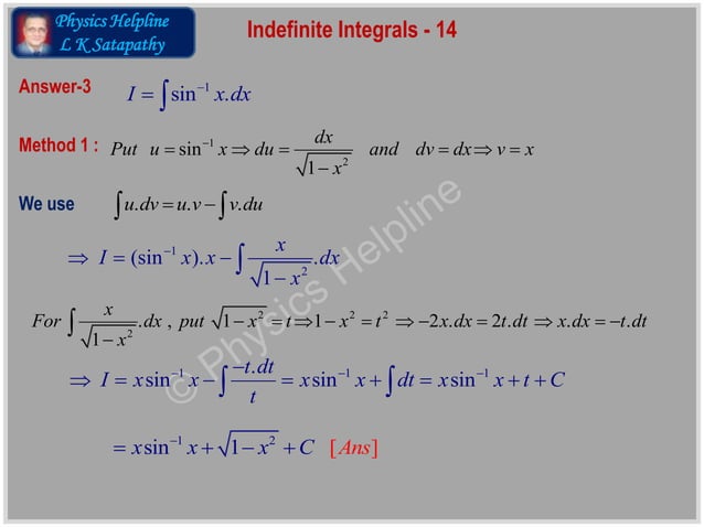 Indefinite Integrals 14 | PPTX