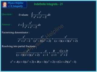 Indefinite Integrals QA 21 | PPTX | Physics | Science