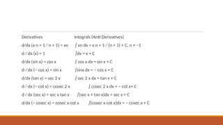 Indefinite Integrals, types of integration | PPTX