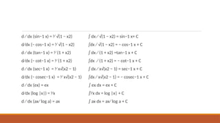 Indefinite Integrals, types of integration | PPTX