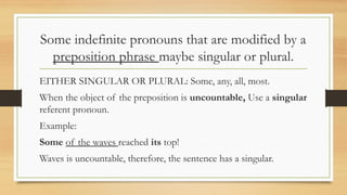 indefinite pronouns used as subject-Pronoun antecedent agreement | PPTX