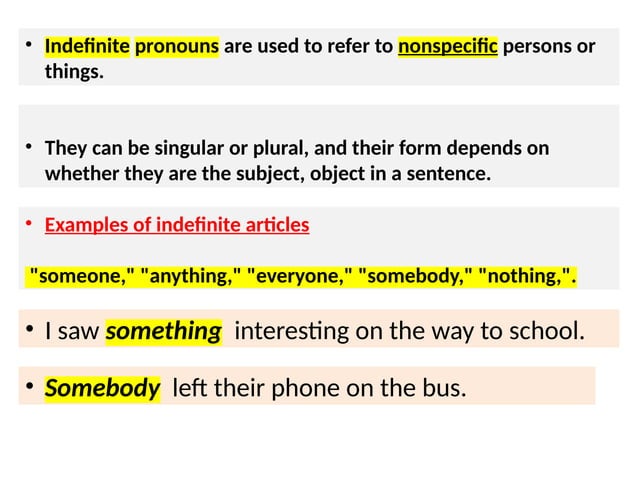 indefinite pronouns for youg learners grammar presentation | PPT | Free ...
