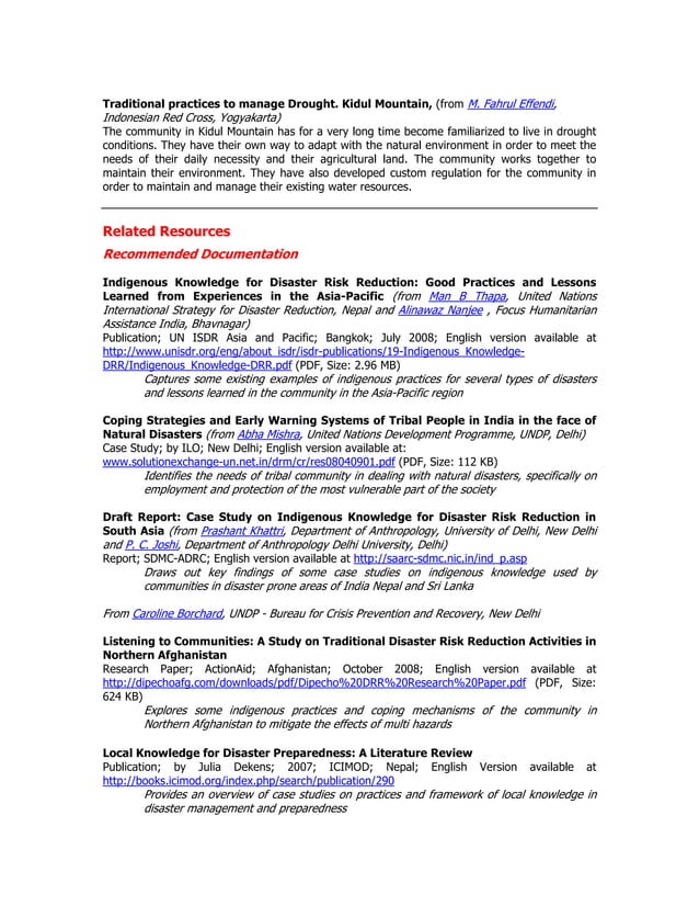 Indegenious knowledge in disaster risk reduction | PDF