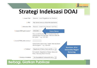 Strategi Jurnal Terindeks di DOAJ dengan Cepat | PPT