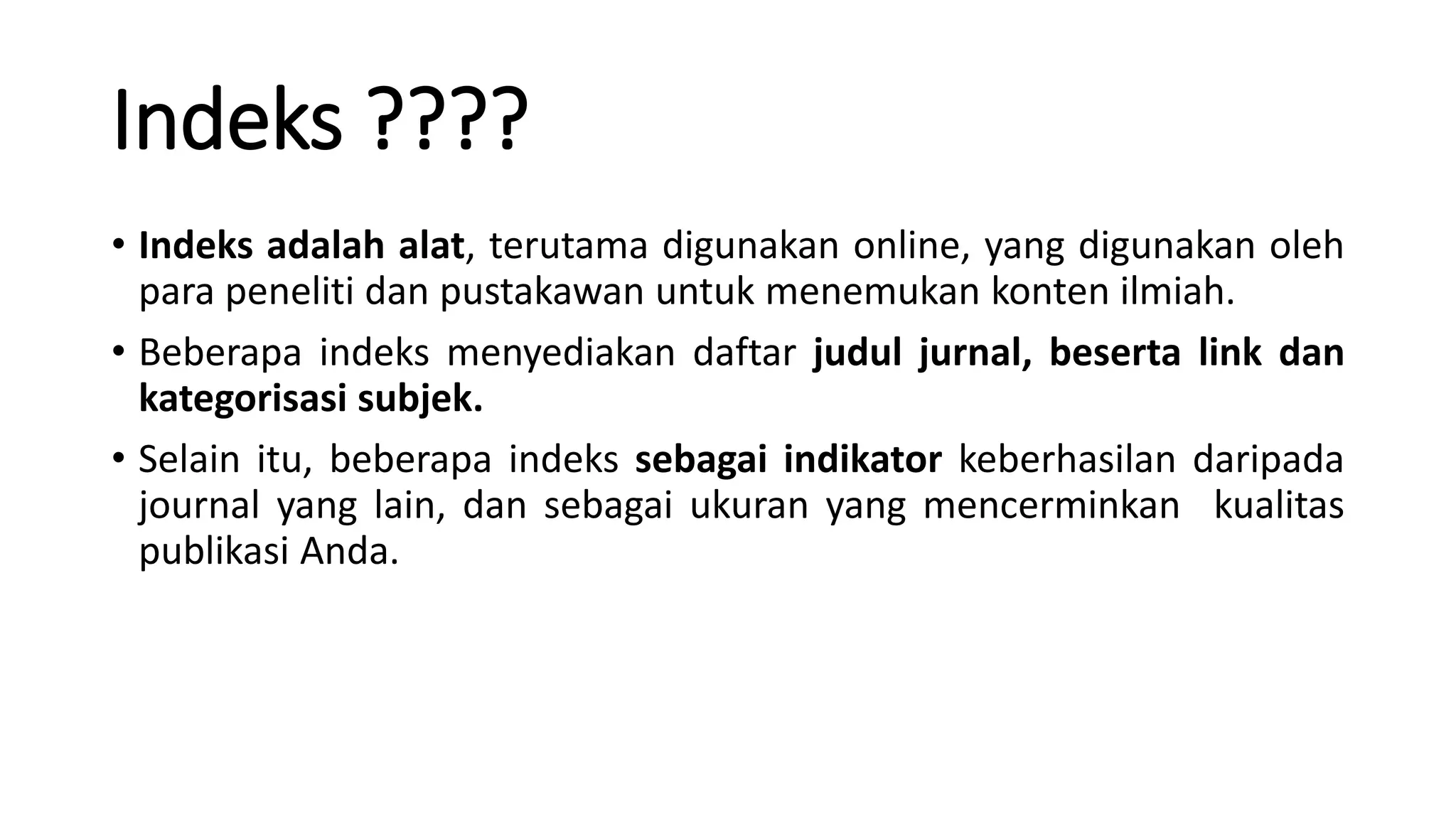 Indeksasi jurnal | PPTX