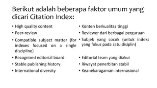 Indeksasi jurnal | PPTX