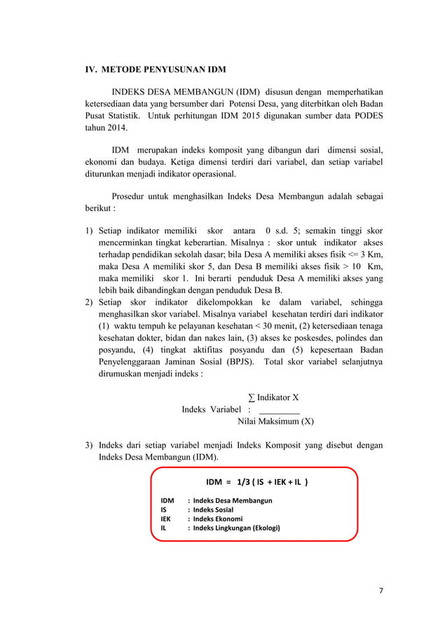 Indeks desa membangun kementerian desa | PDF