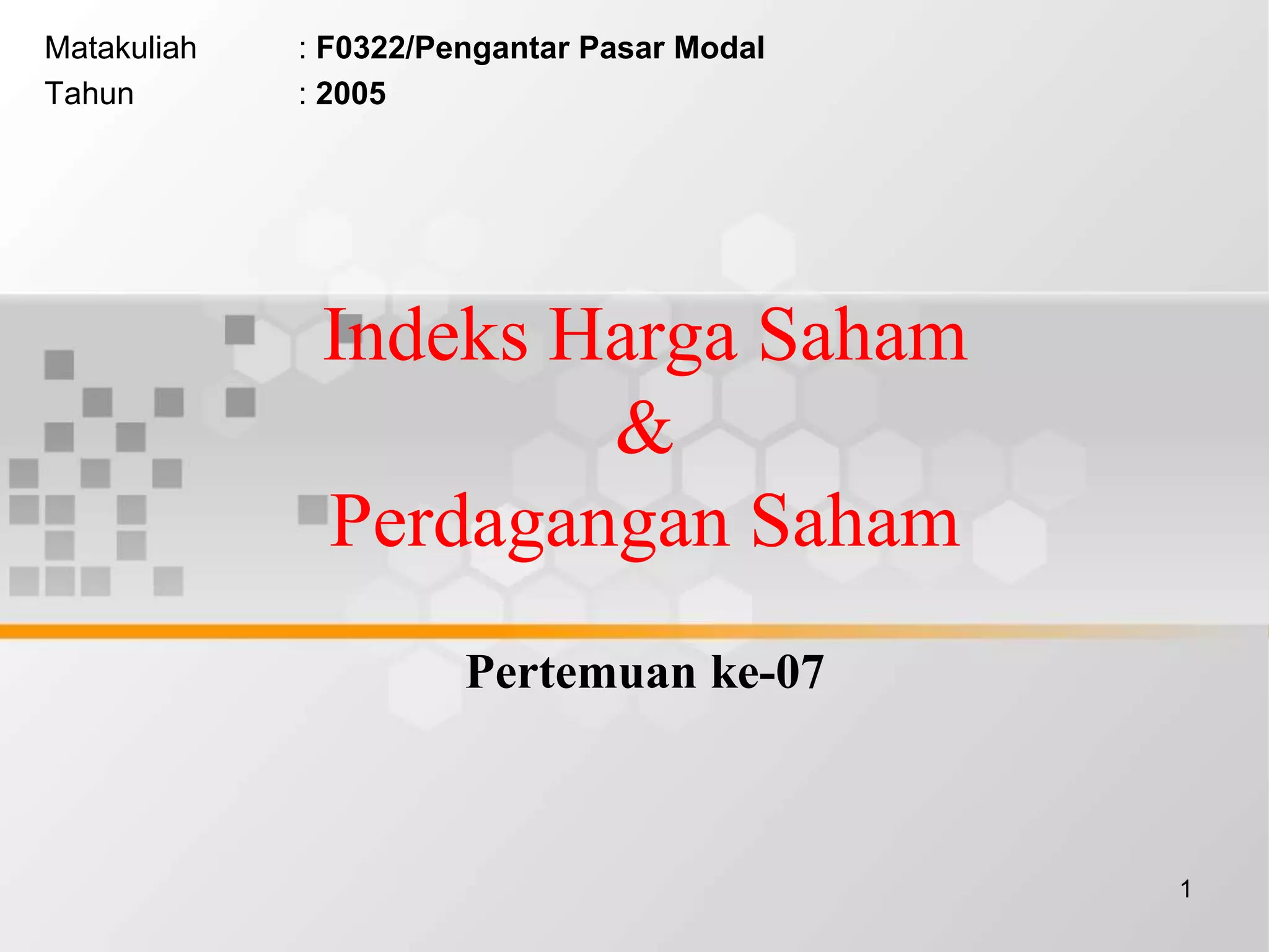 Indeks harga saham | PPT