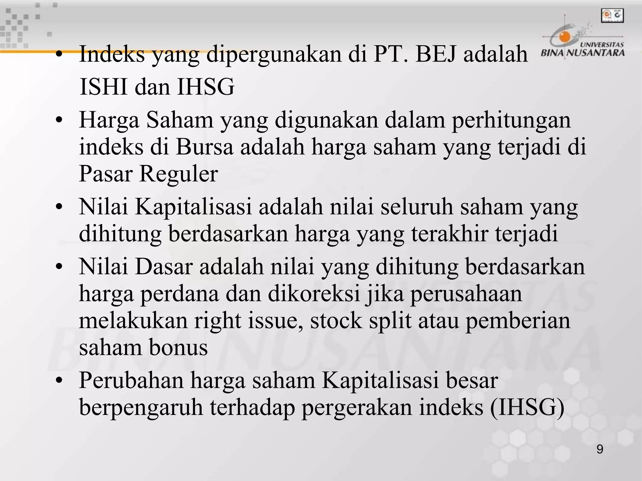 Indeks harga saham | PPT