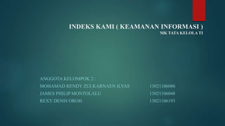 Indeks kami ( keamanan informasi ) | PPTX